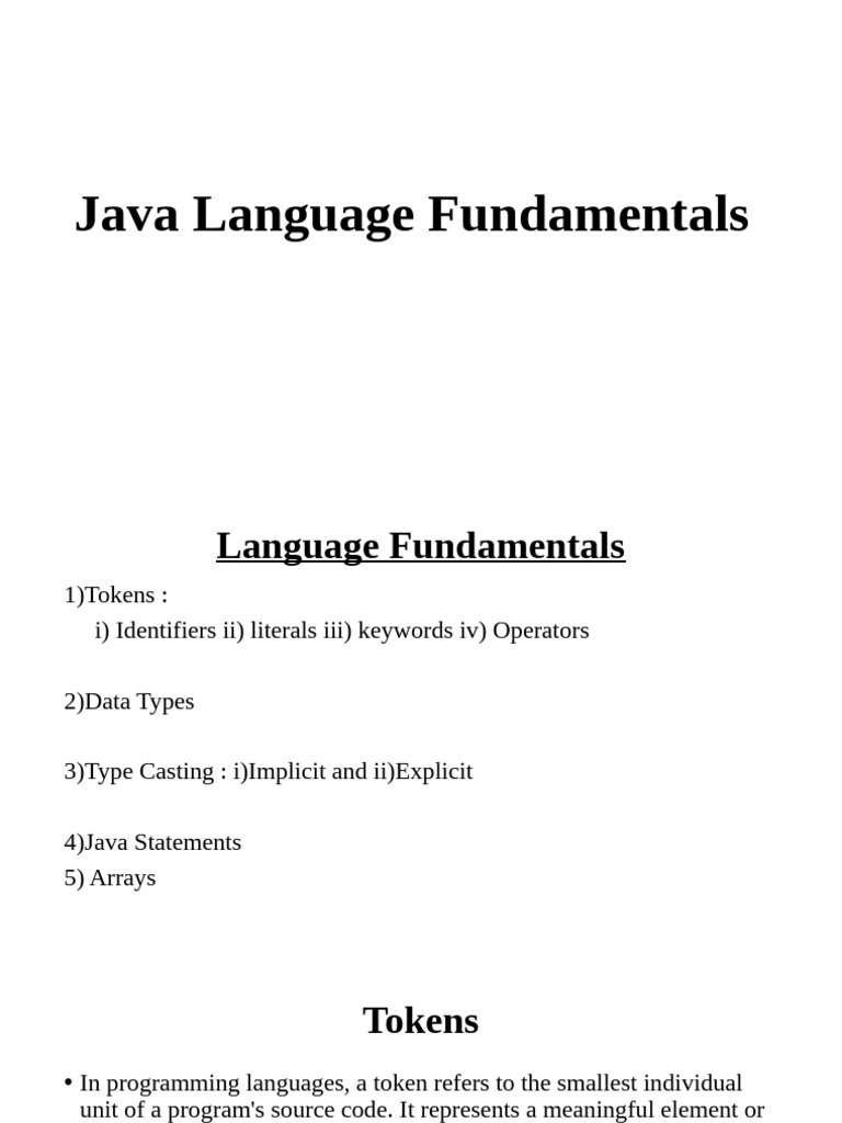 4. Java Language Fundamentals | PDF