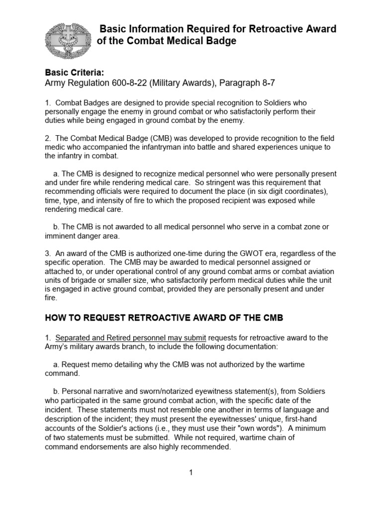 Basic Info Required For Retroactive CMB GWOT | PDF