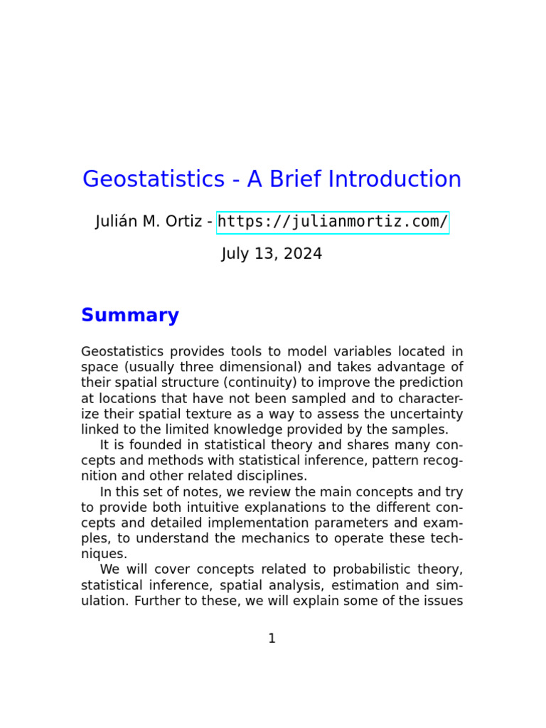 01 Geostatistics Intro | PDF