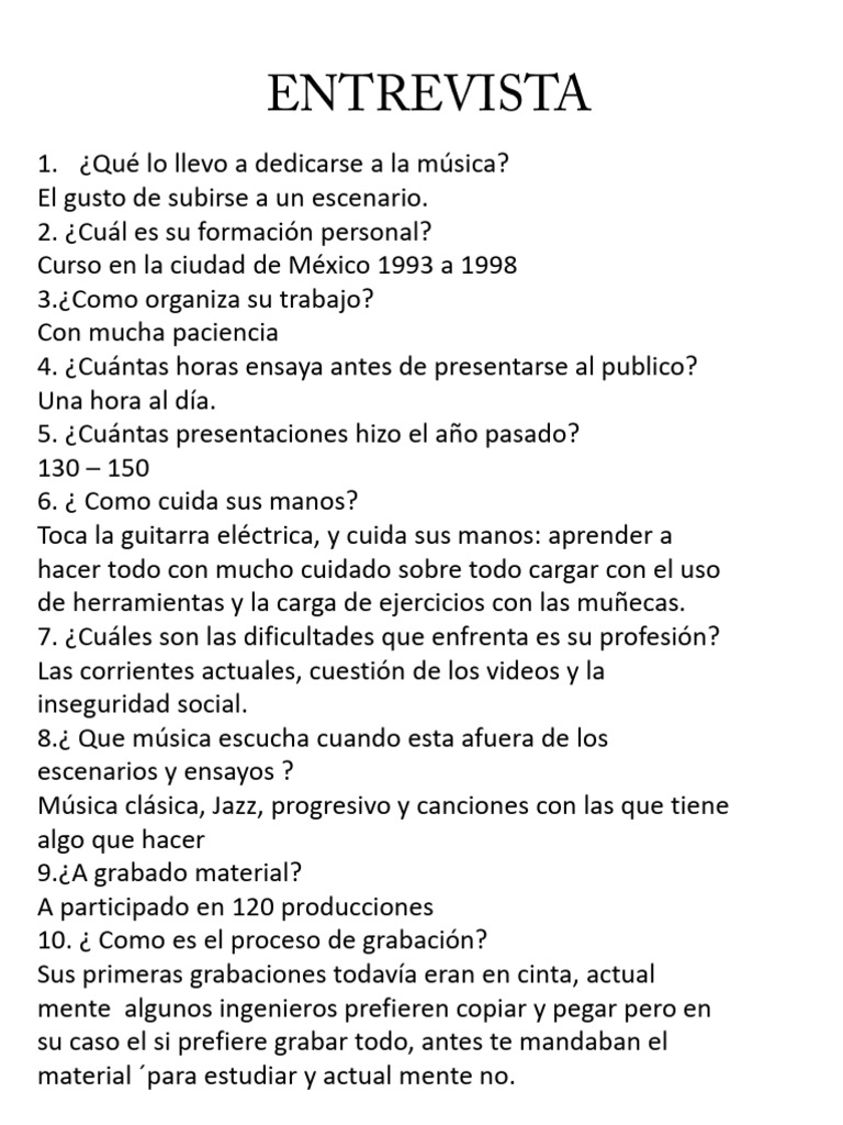 Entrevista Musica | PDF