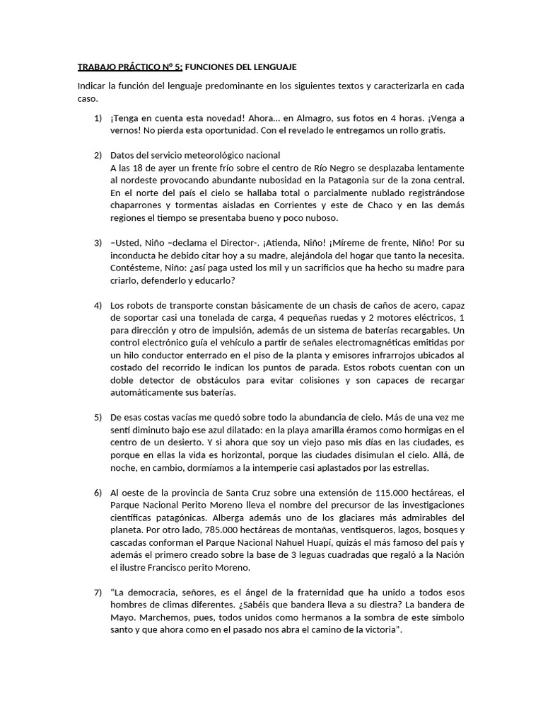 TP N°8 - Funciones Del Lenguaje | PDF