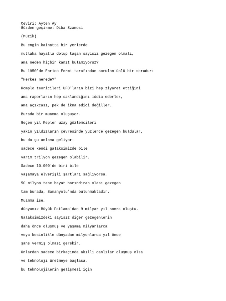 (Turkish) Why Can't We See Evidence of Alien Life - (DownSub - Com) | PDF