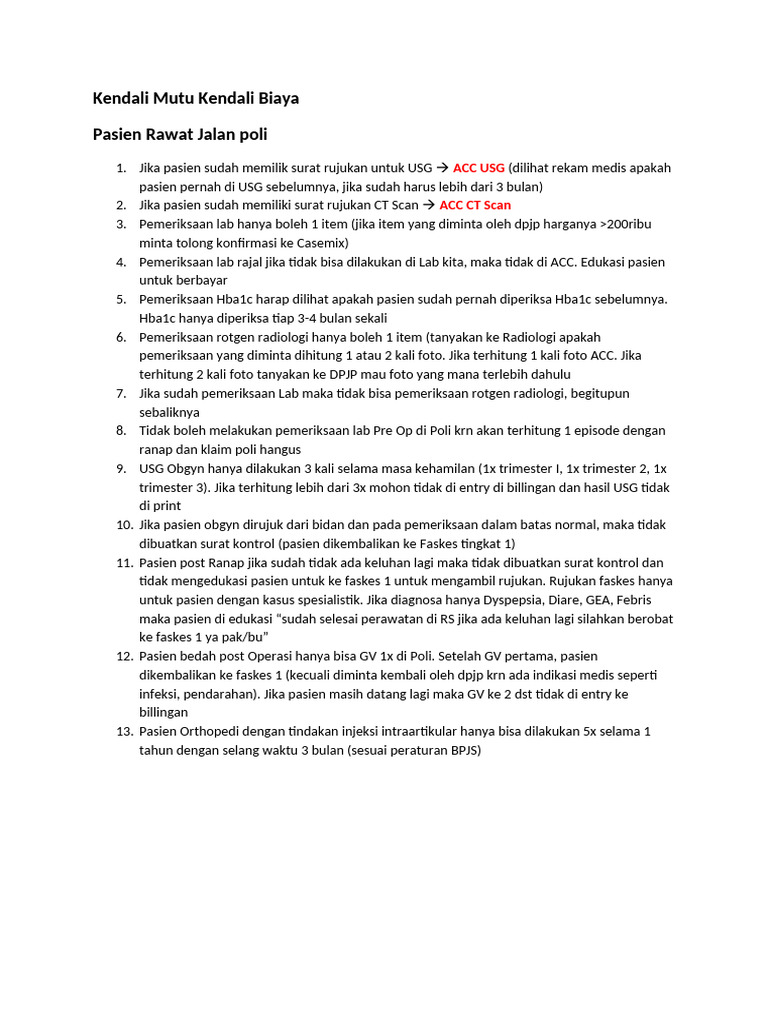 Kendali Mutu Kendali Biaya (Poli) | PDF