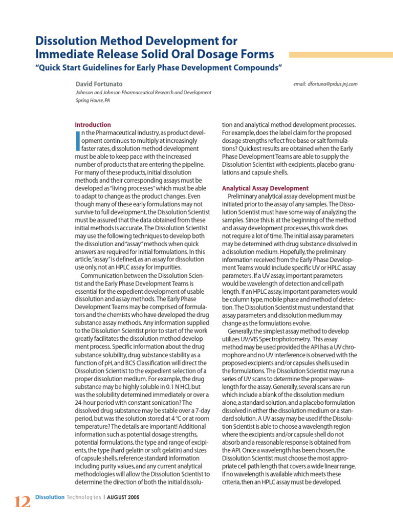 Dissolution Method Development | PDF