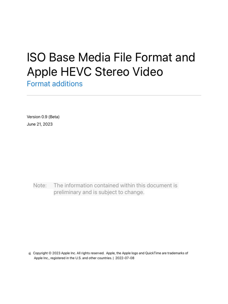 Stereo Video ISOBMFF Extensions | PDF