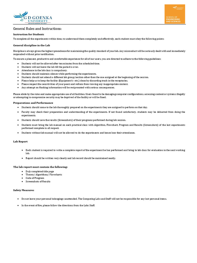 General Rules and InstructionsCSE1 | PDF