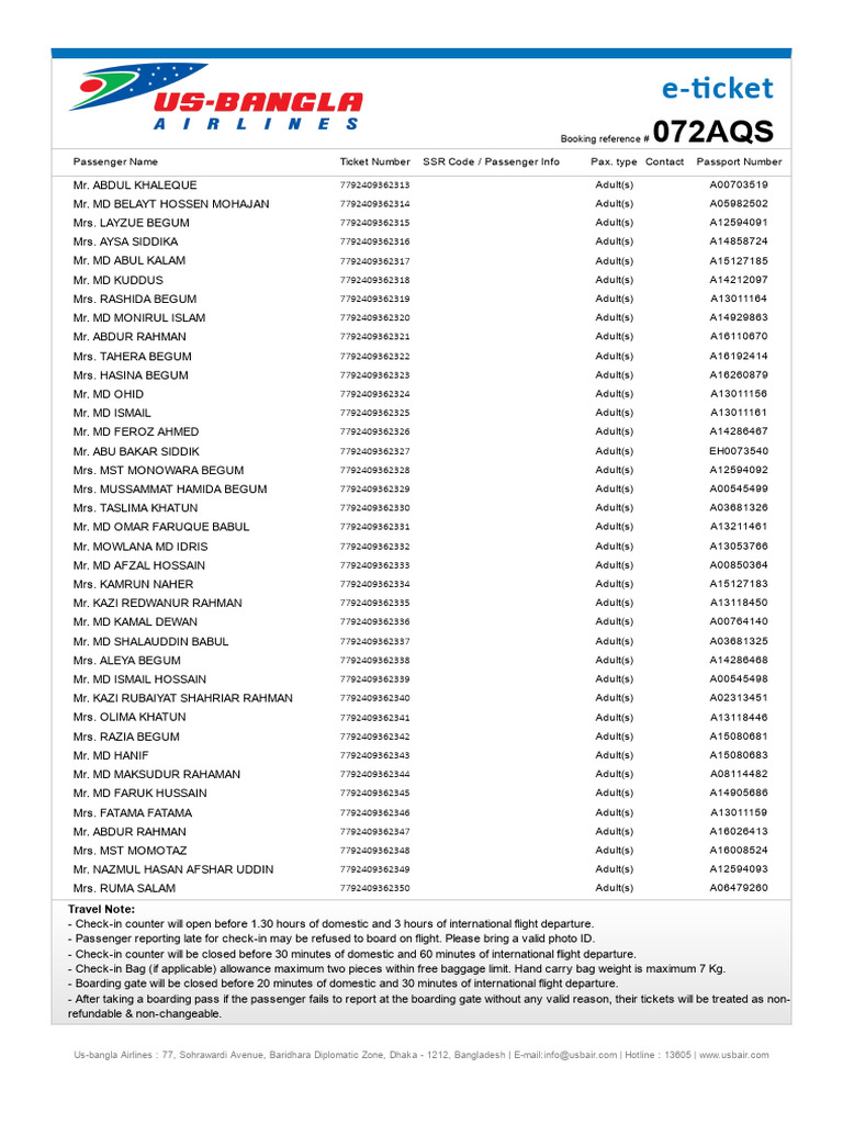 E-Ticket 072AQS-IDRIS JED | PDF