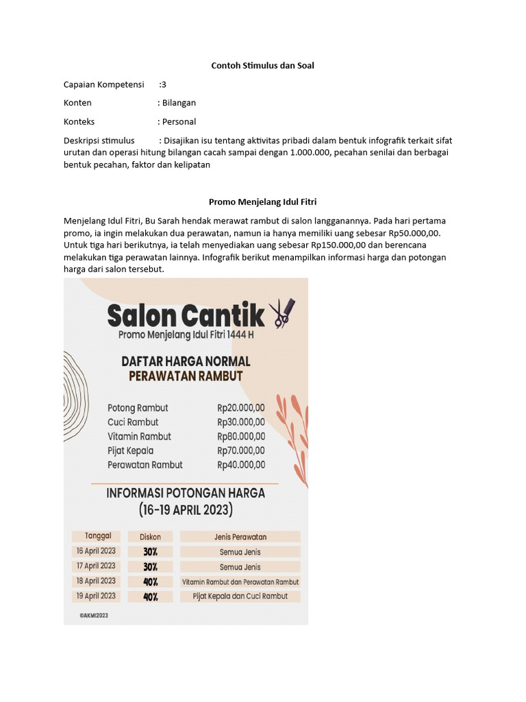 Contoh Stimulus Dan Soal LITERASI NUMERASI | PDF | Game & Aktivitas