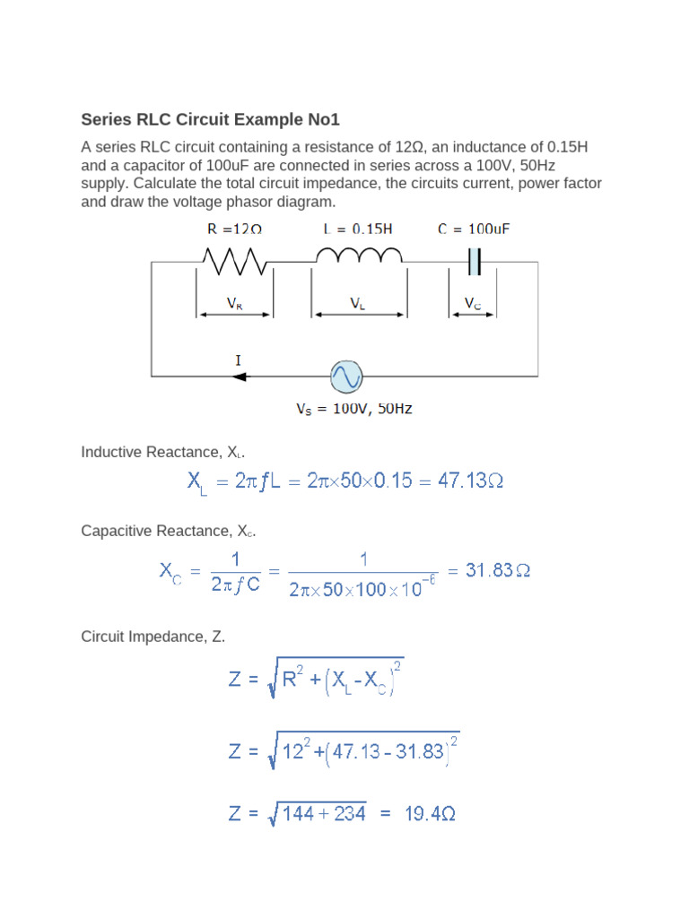 Series RLC Circuit Example No1 | PDF