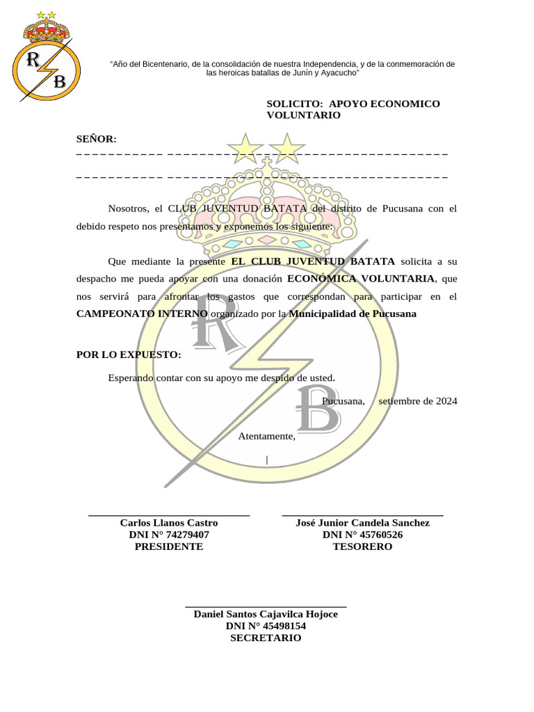 SOLICITUD RALDY 2024 | PDF