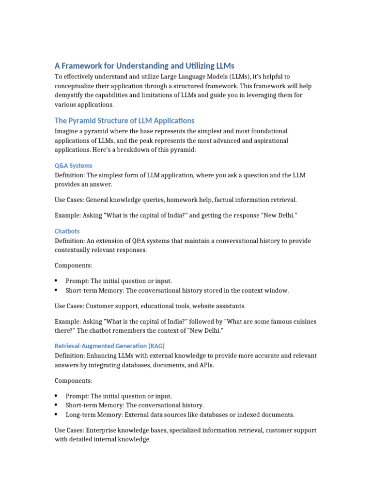 Understanding and Utilizing LLMs Framework | PDF