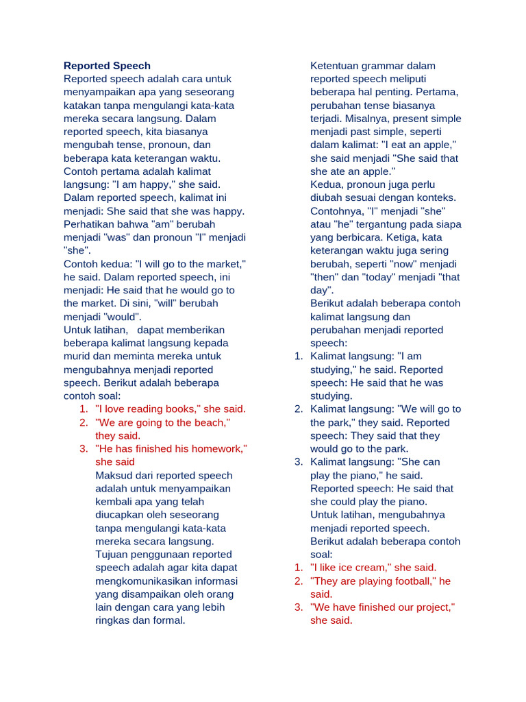Reported Speech | PDF