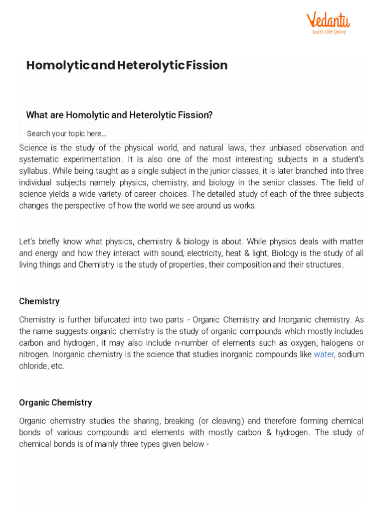 Homolytic and Heterolytic Fission | PDF