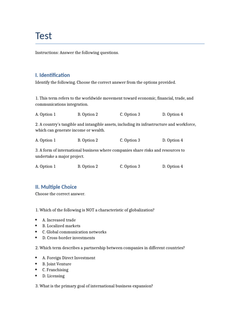 International_Business_Test | PDF