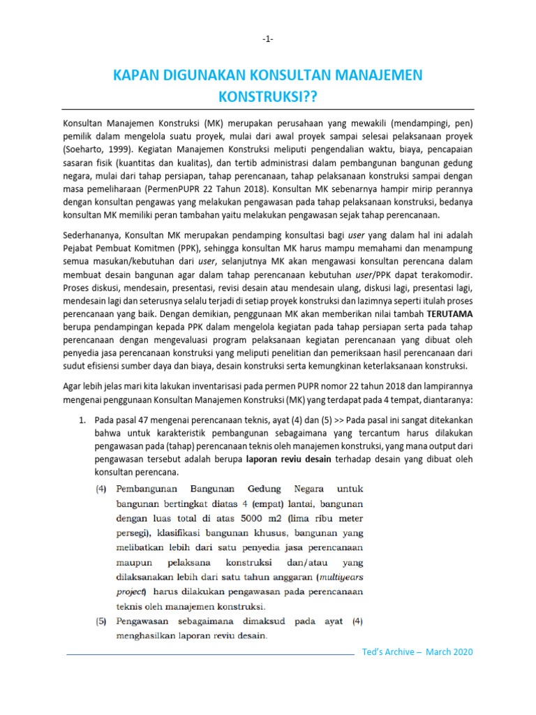 Ted's Archive - Penggunaan Konsultan MK | PDF