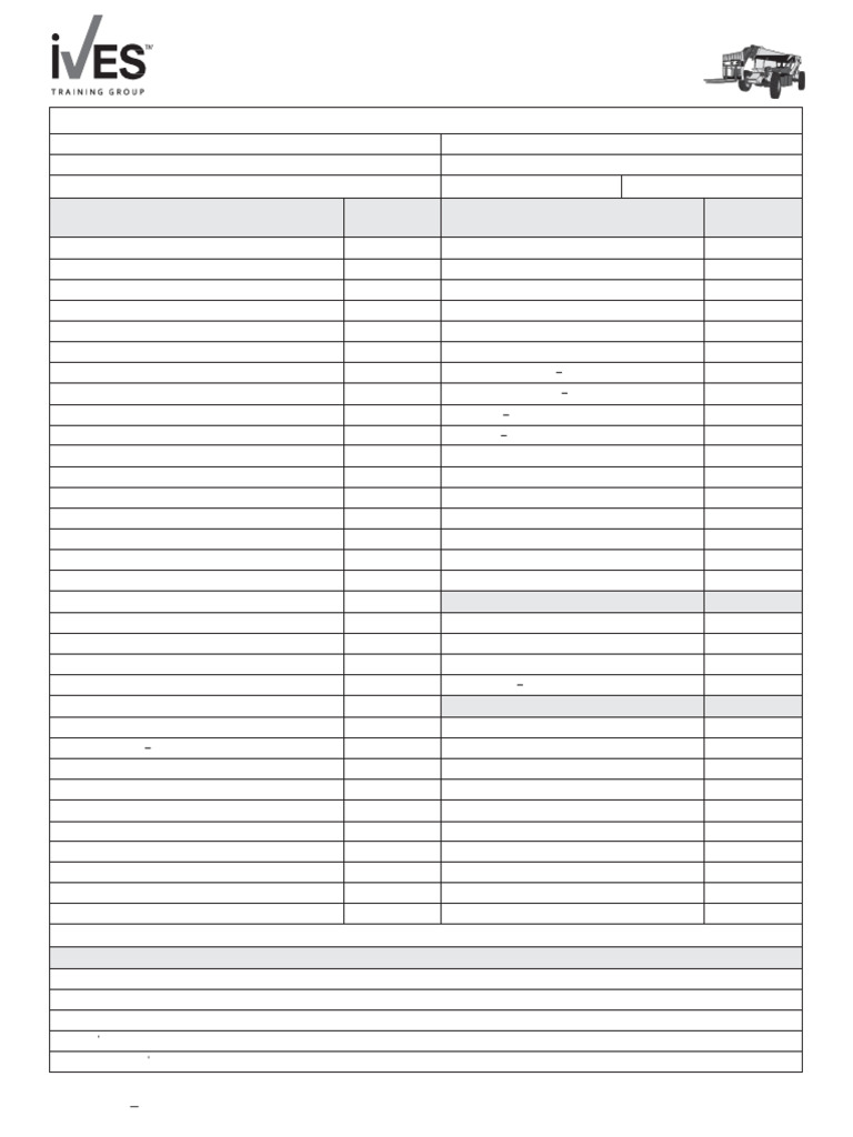Forklift Rough Terrain Pre Use Inspection Form | PDF