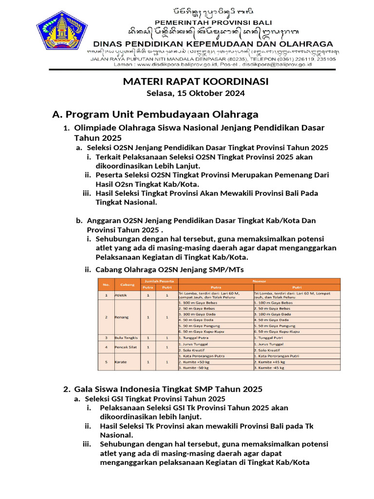 Pointer Rapat Koordinasi PORJAR 2025 | PDF