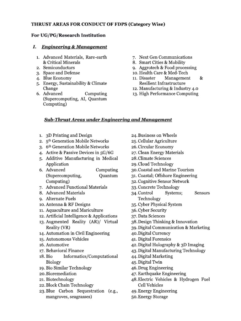 ATAL FDP Thrust Areas 2024-25 | PDF