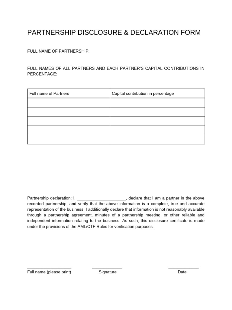 Partnership Disclosure & Declaration Form | PDF
