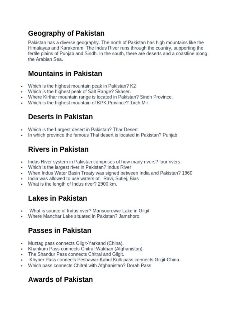 Geography of Pakistan | PDF