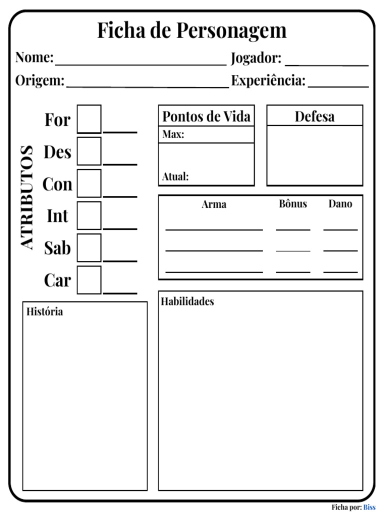 Ficha de Personagem RPG (Editavel) .. | PDF