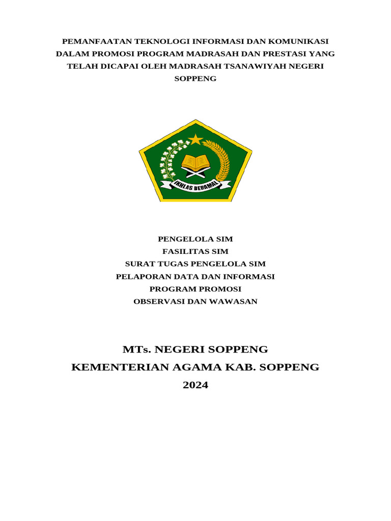 Program Sistem Informasi Madrasah Tsanawiyah Negeri Soppeng | PDF