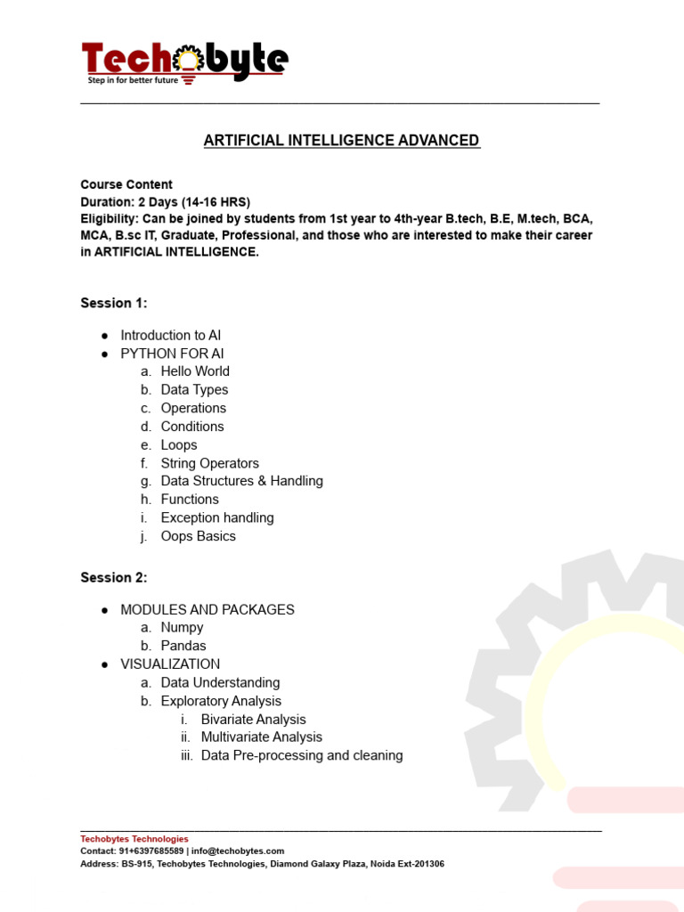 Artificial Intelligence & Deep Learning Advanced | PDF