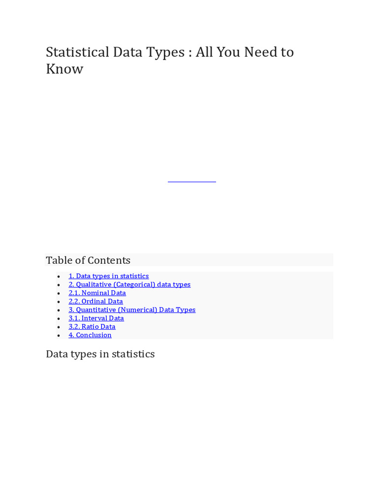Statistical Data Types | PDF