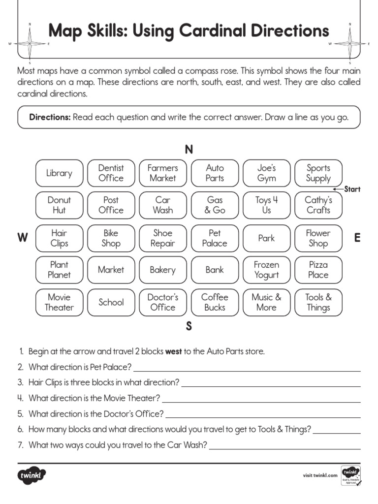 Map Skills Using Cardinal Directions | PDF