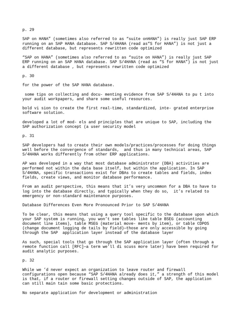 Auditing SAP S4HANA Copy Tbgw-R6hp-Djsu-7yic Annotations | PDF