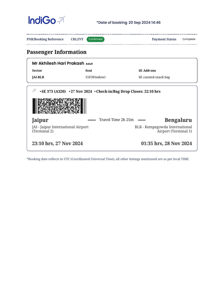 Akhilesh Jai to Blr | PDF