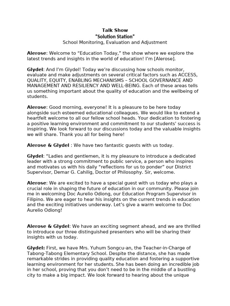 Talk Show Script MEA - Edited | PDF