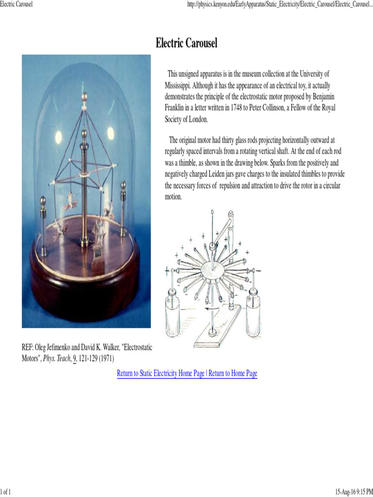Electrostatic Rotational Electric Carousel | PDF
