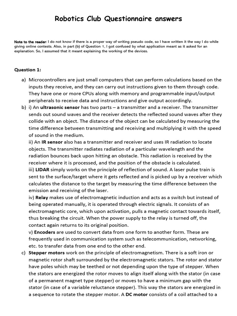 Robotics Answers | PDF