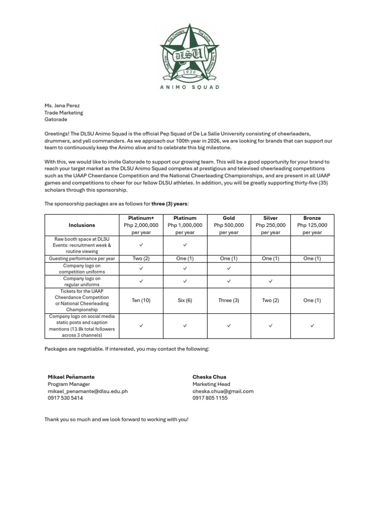 DLSU AS Sponsorship Letter | PDF