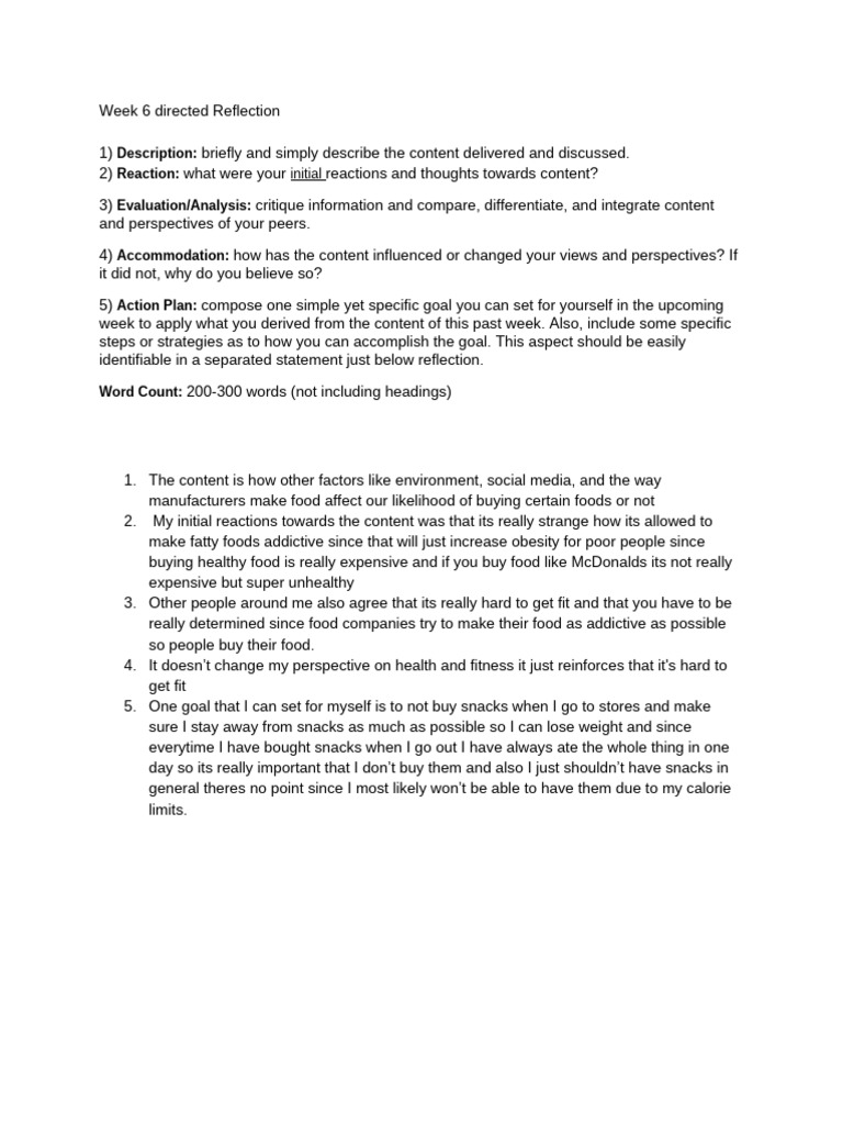 Week 6 directed Reflection | PDF