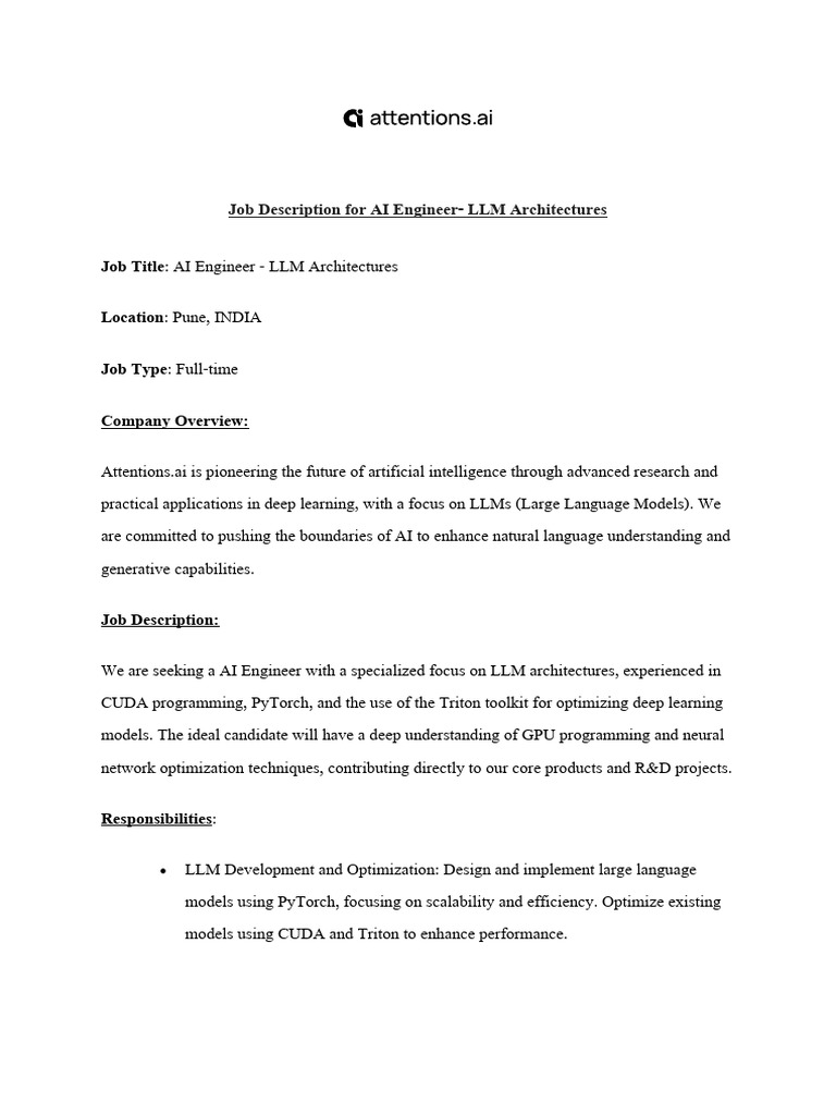 Job Description For AI Engineer - PDF | PDF