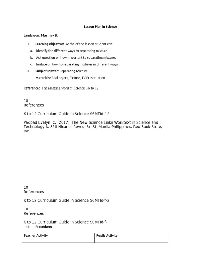 Science Lesson: Separating Mixtures | PDF | Mixture | Physical Chemistry