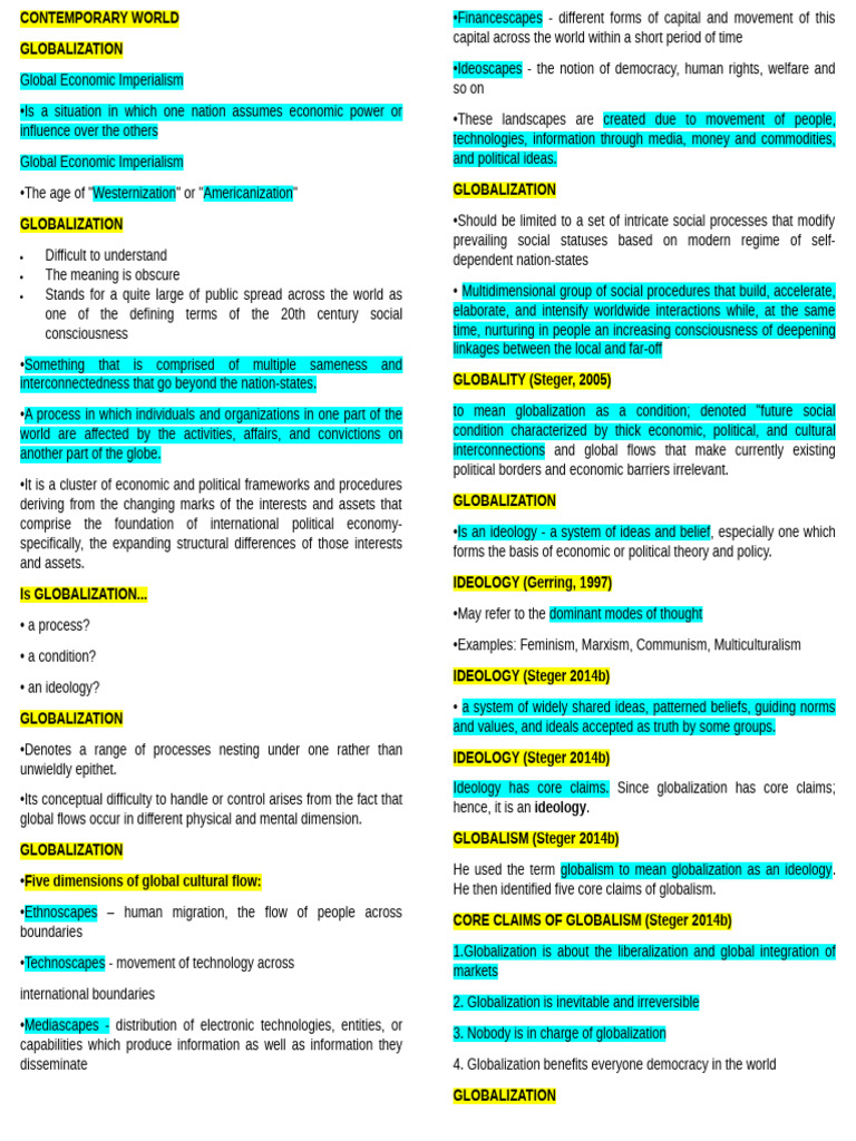 Contemporary World | PDF