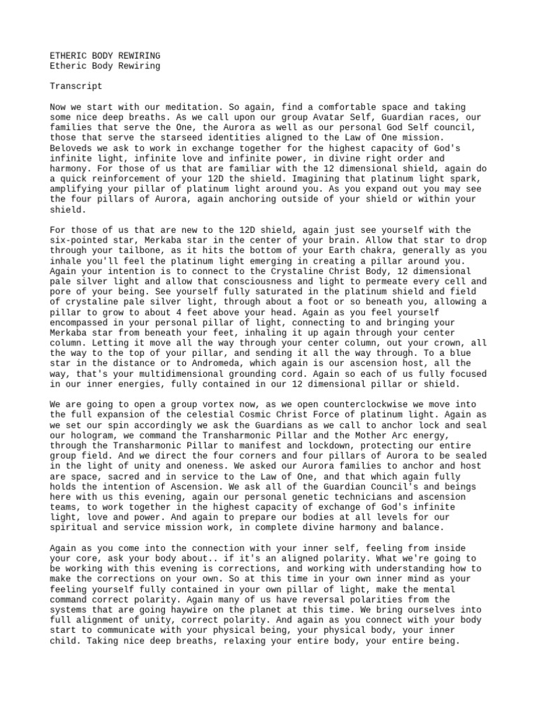 Etheric Body Rewiring Meditate | PDF