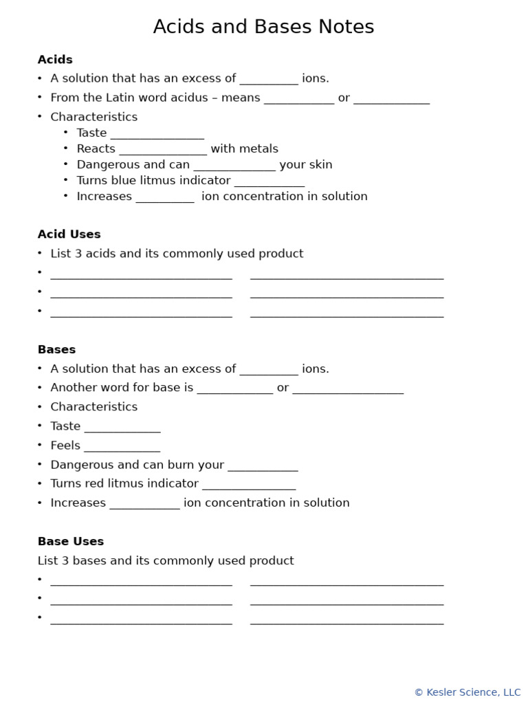 Acids: © Kesler Science, LLC | PDF