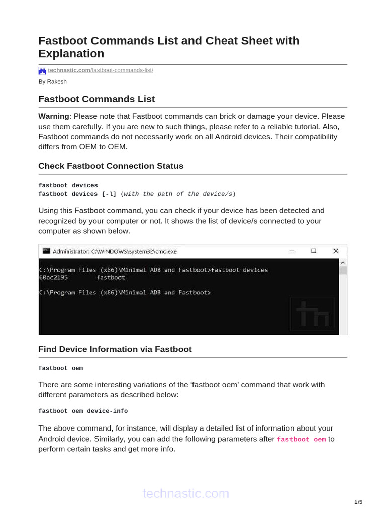 Fastboot Commands List | PDF