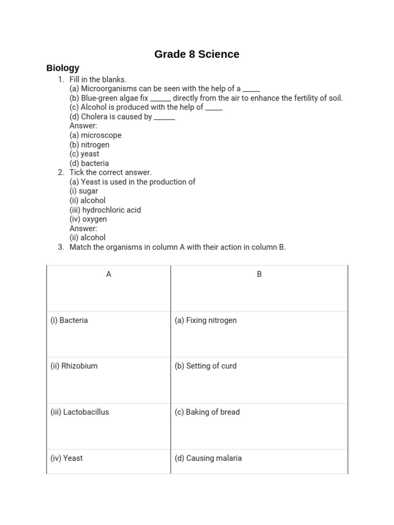 Practice Grade 8 Science | PDF
