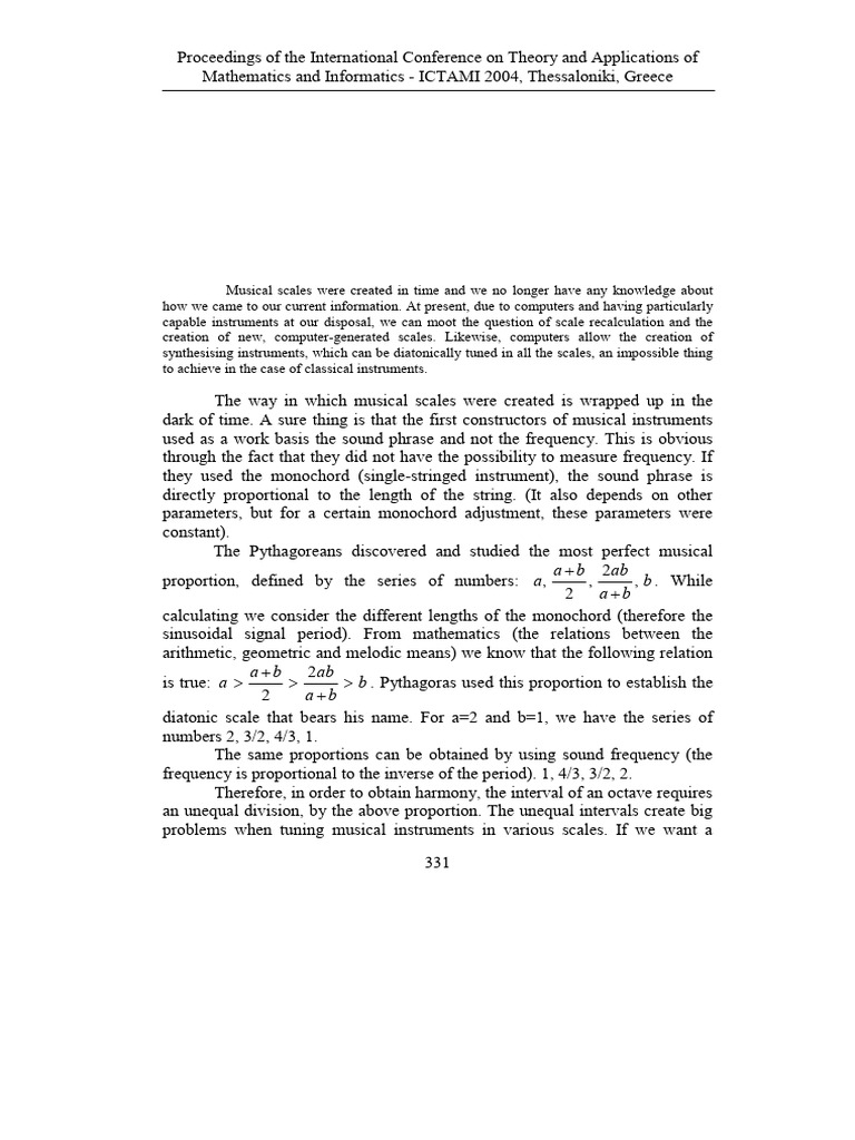 The Calculus of A New Musical Scale | PDF