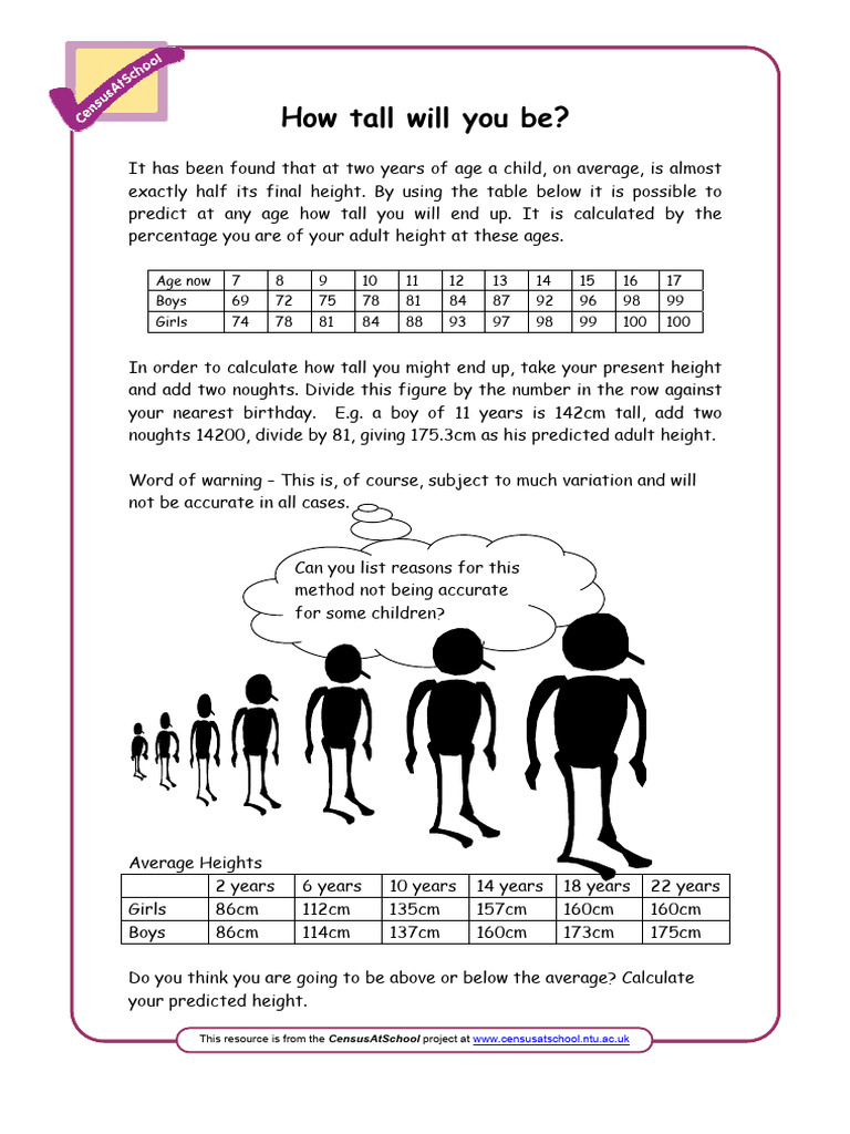 How Tall Worksheet | PDF