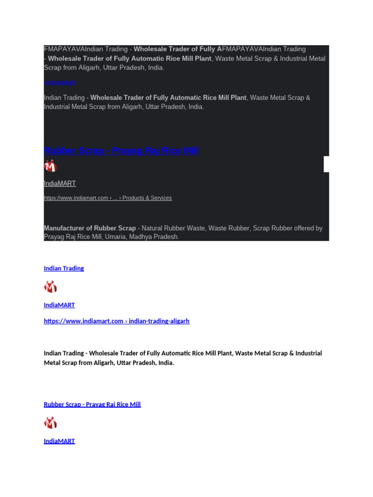 Rubber Scrap - Prayag Raj Rice Mill: WDQDQDQD | PDF