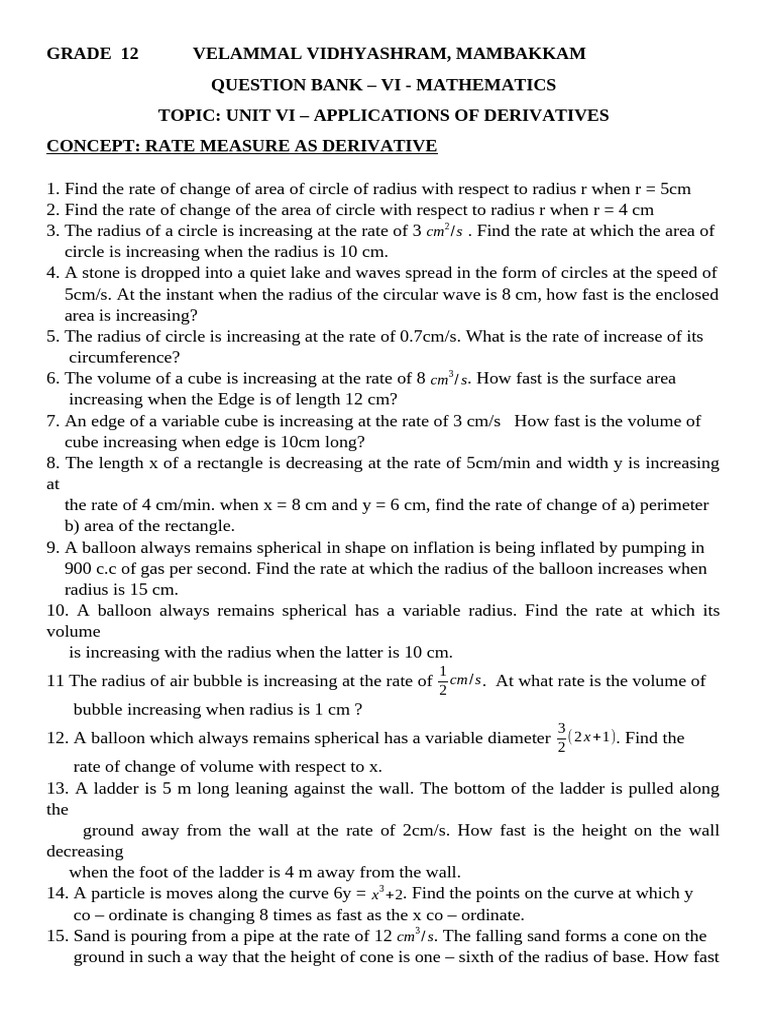 QB On Application of Derivatives | PDF | Area | Computers