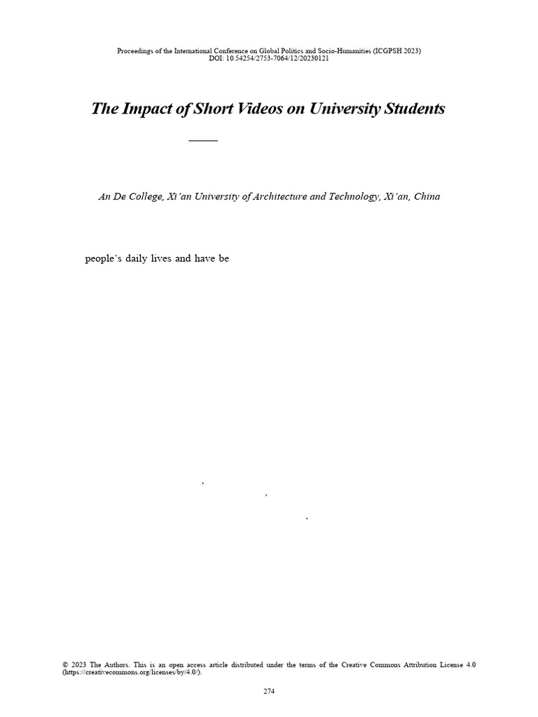 The Impact of Short Videos On University Students | PDF