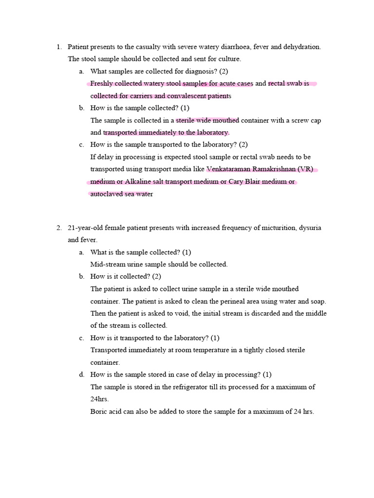 4. Sample Collection Questions and Ans 2 | PDF