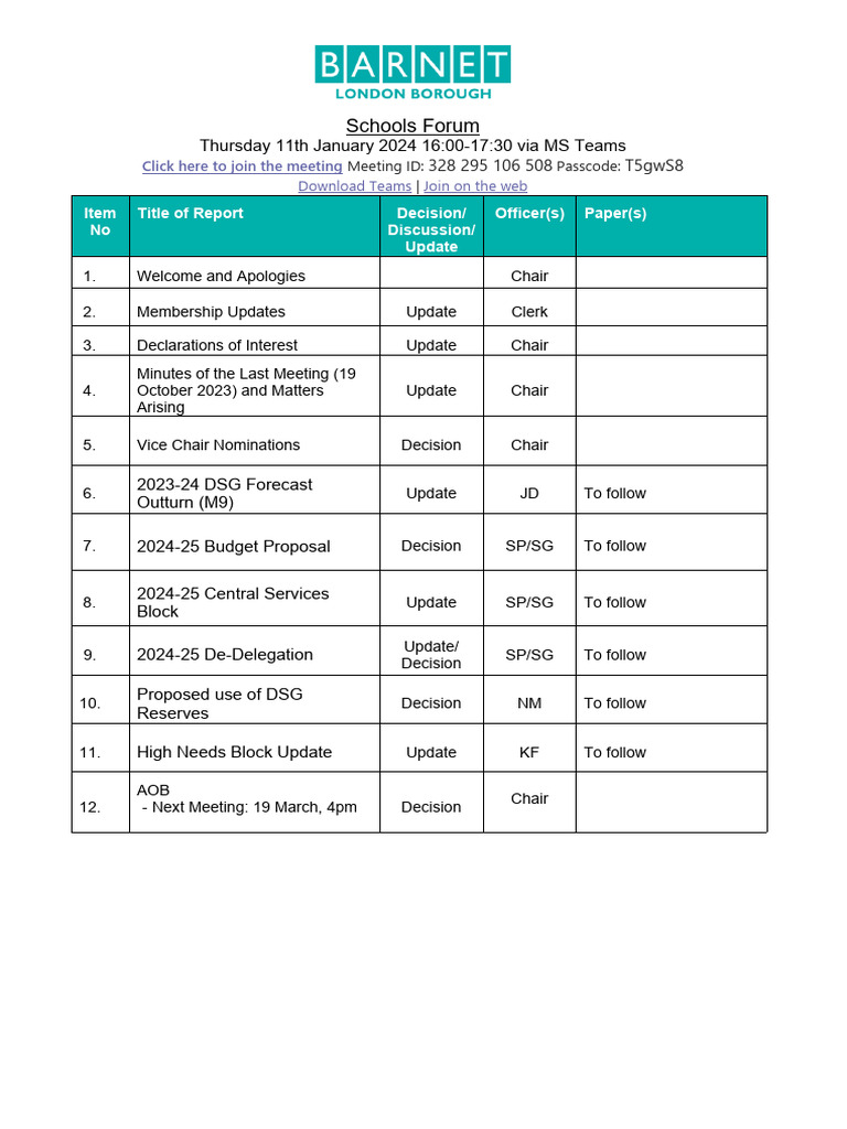 Agenda Frontsheet 11012024 1600 Schools Forum | PDF | Science ...